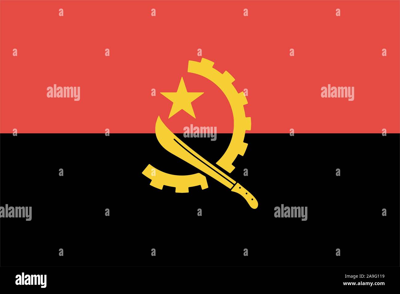 National flag of Republic of Angola. original colors and proportion ...