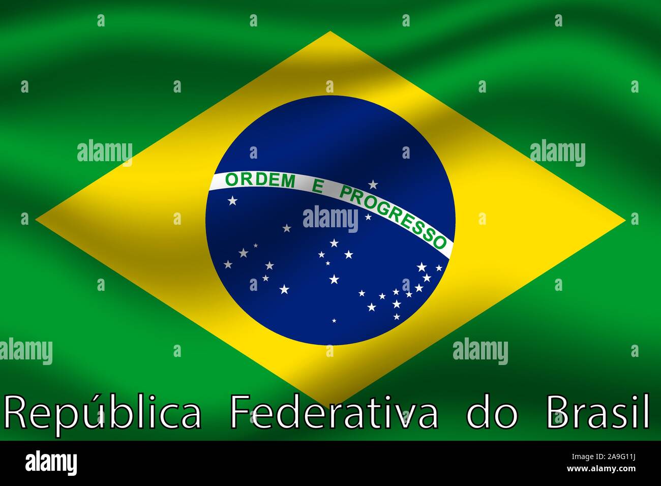 National flag of Federative Republic of Brazil. original colors and ...