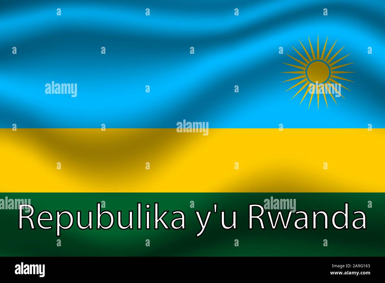 Beautiful national flag of Republic of Rwanda . original colors and ...