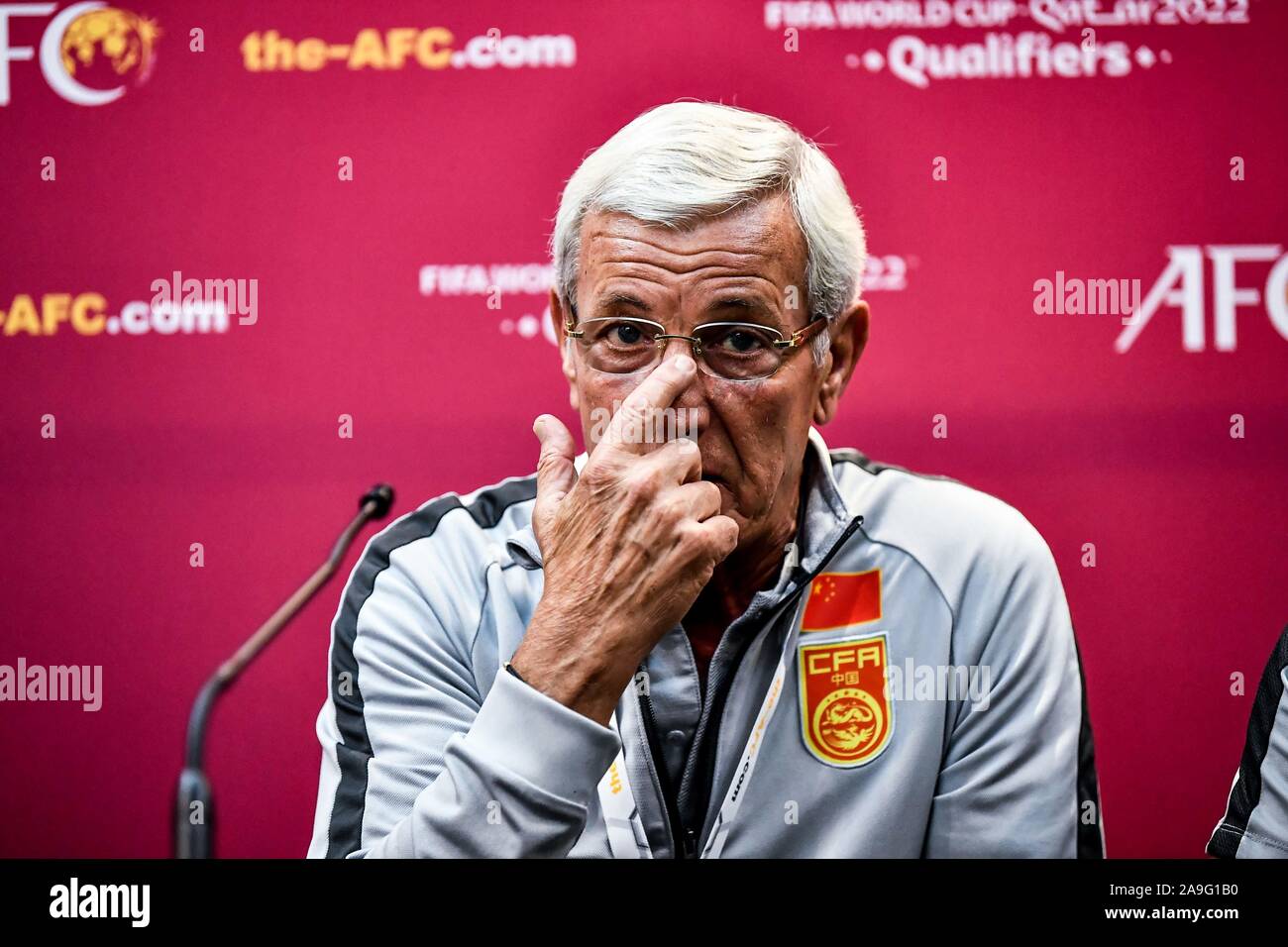 Italian football manager Marcello Lippi attends the news conference ...