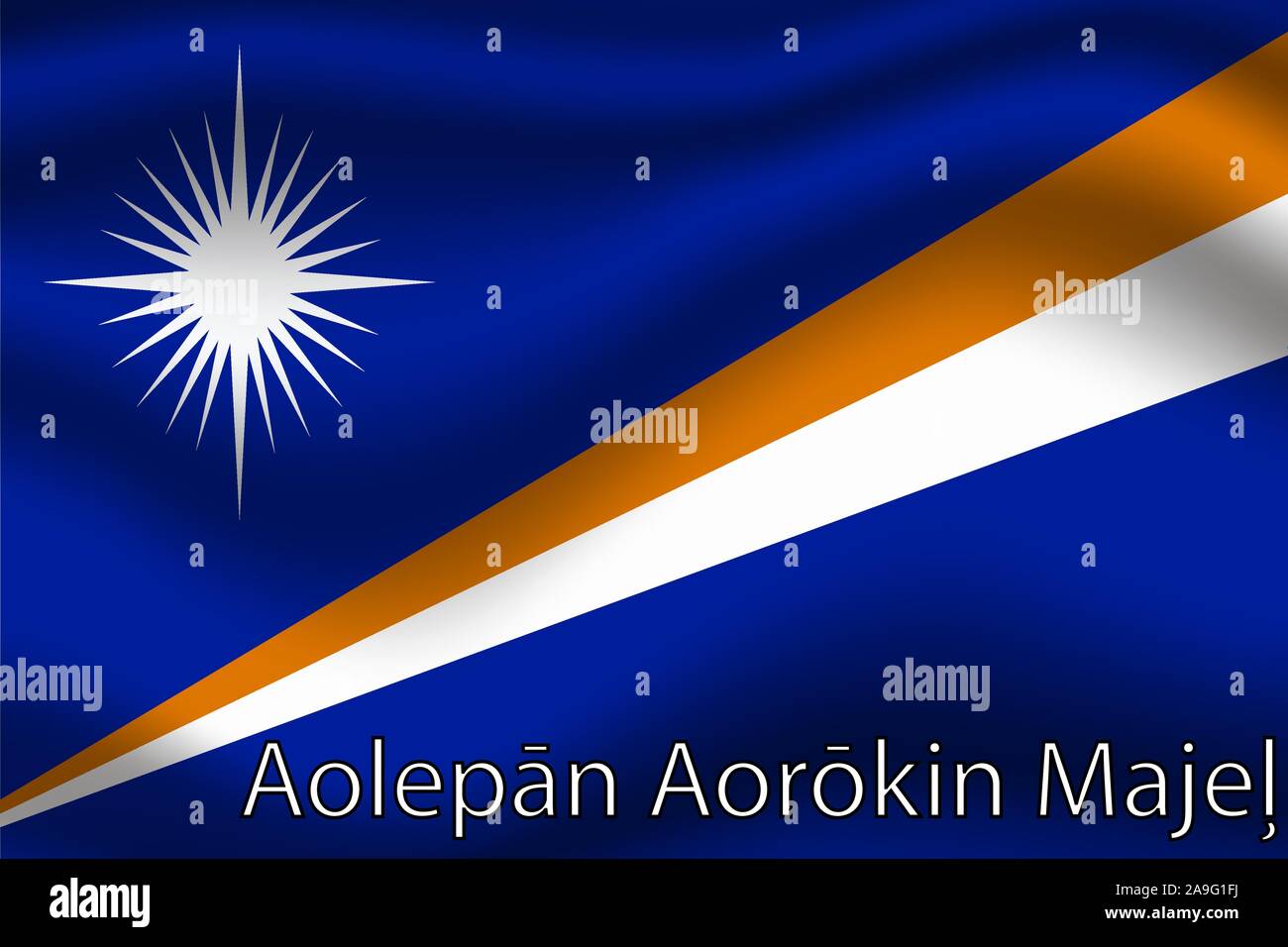 National flag of Republic of Marshall Islands. original colors and ...