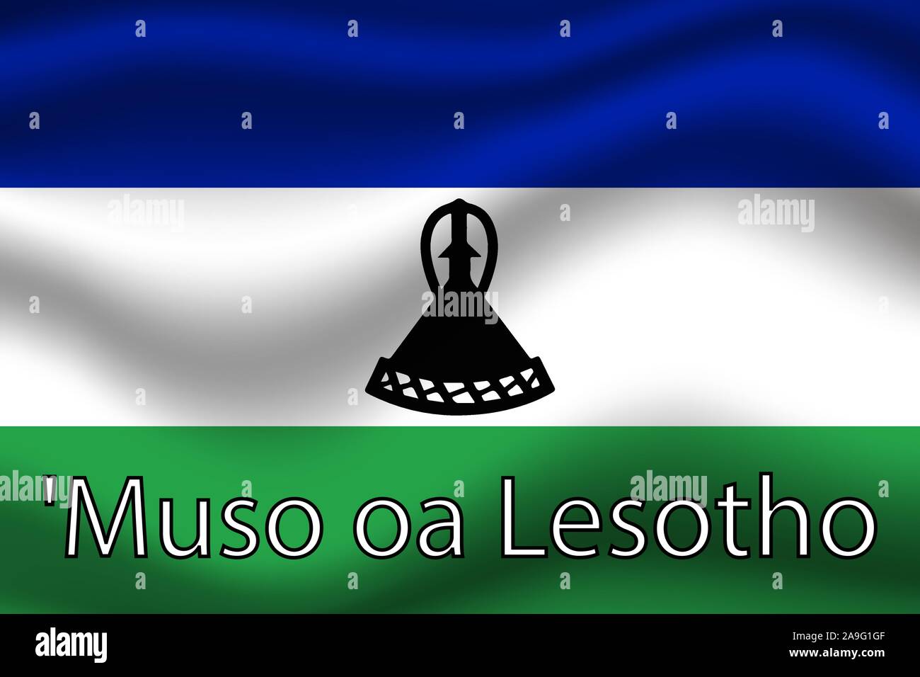 National flag of Kingdom of Lesotho. original colors and proportion ...