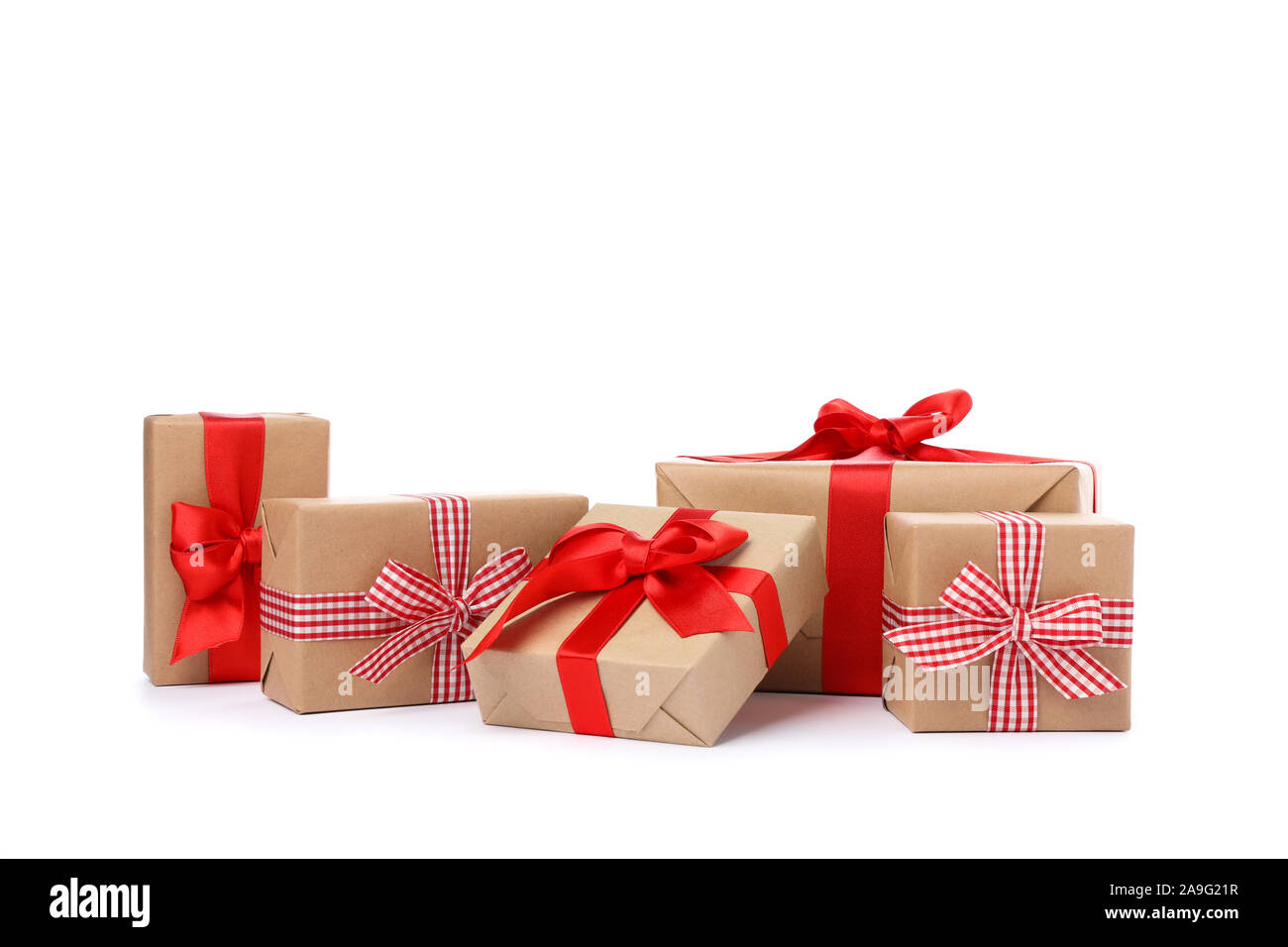 Group of beautiful gift boxes isolated on white background Stock Photo ...