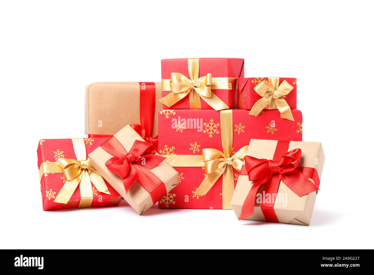 Group of beautiful gift boxes isolated on white background Stock Photo ...