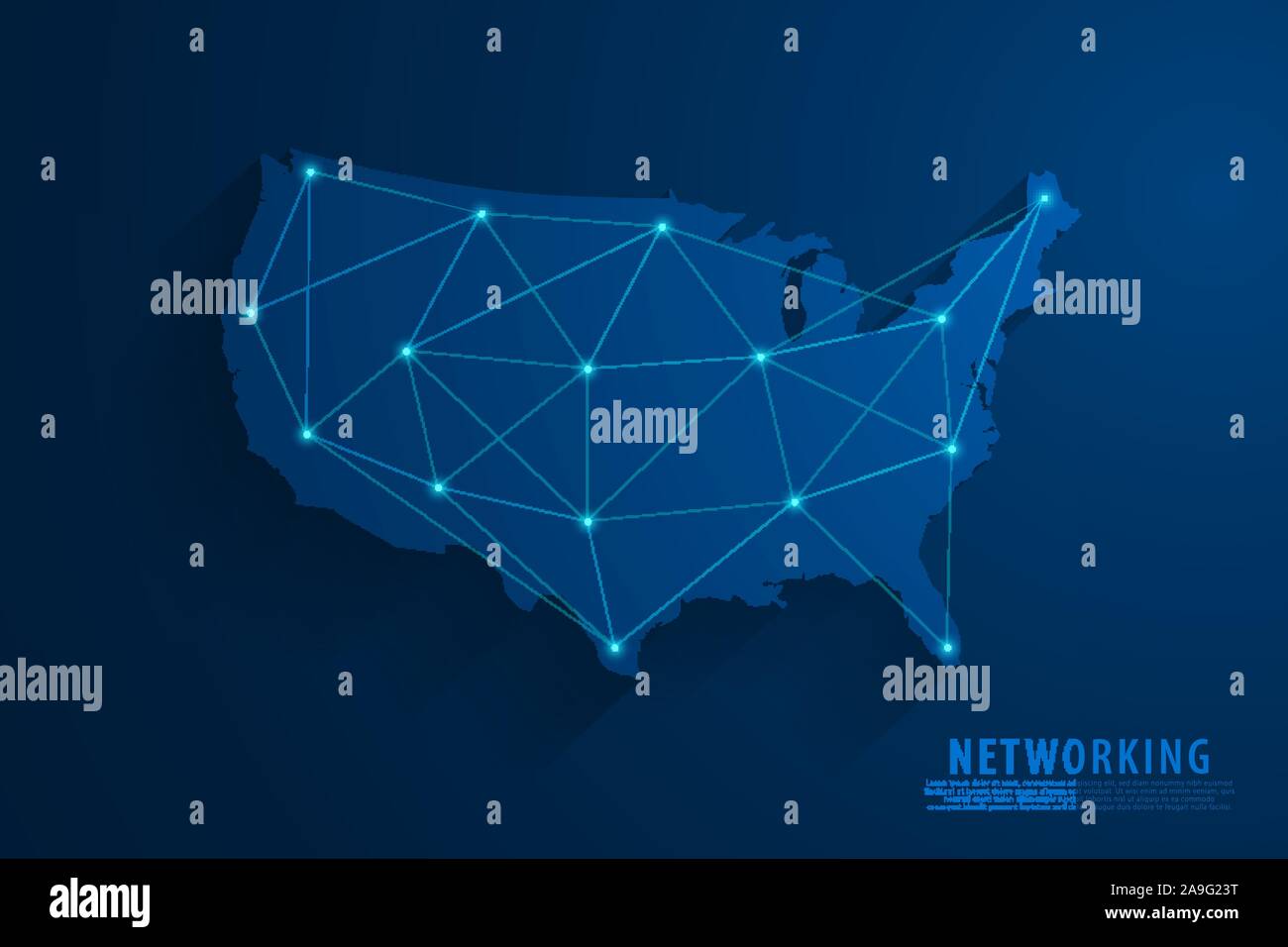 Network connection background, blue USA map, vector, illustration, eps ...