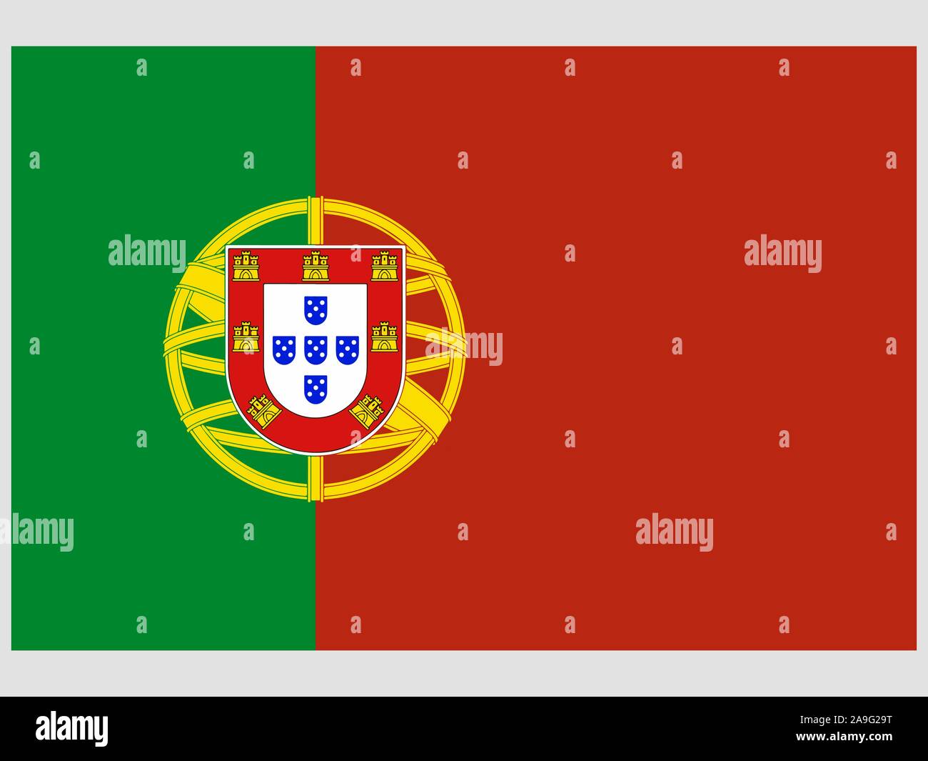 Beautiful national flag of Republic of Portugal. original colors and ...