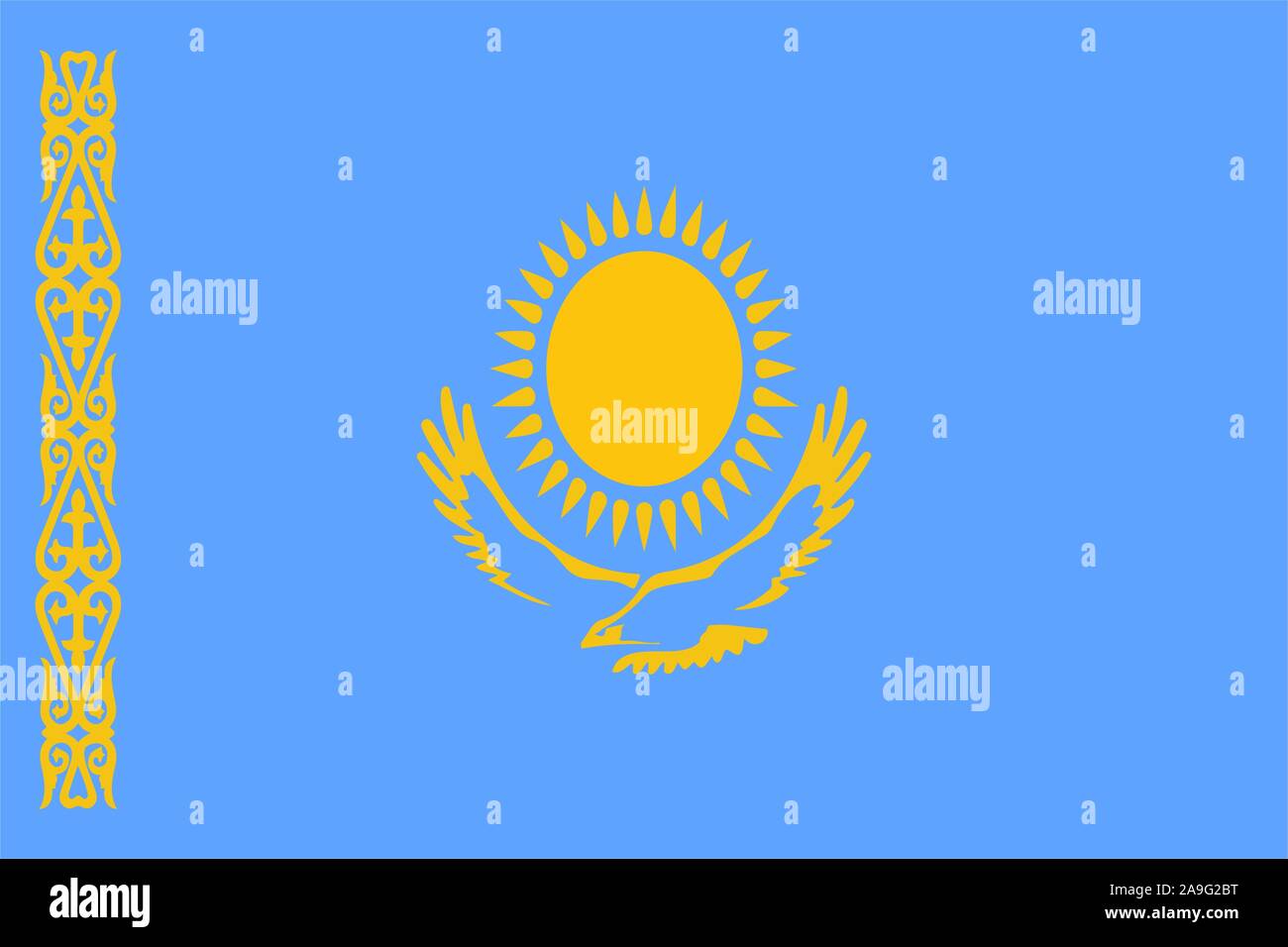 National flag of Republic of Kazakhstan. original colors and proportion ...
