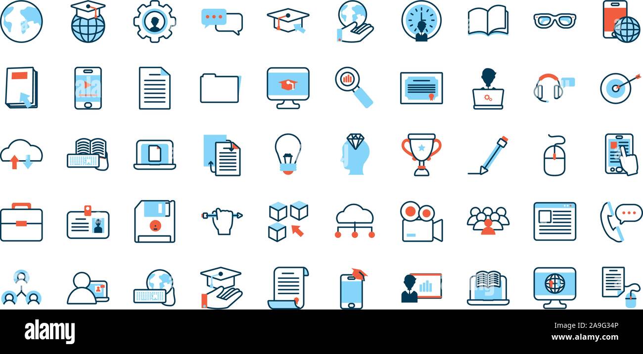 elearning and business set icons Stock Vector Image & Art - Alamy