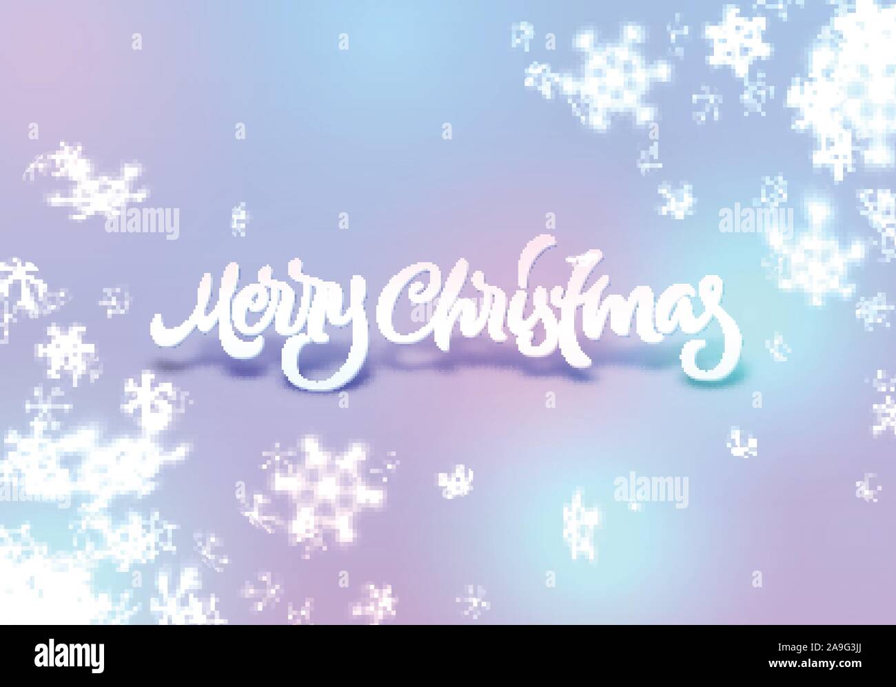 Christmas snowflakes background with falling snow and lettering or ...