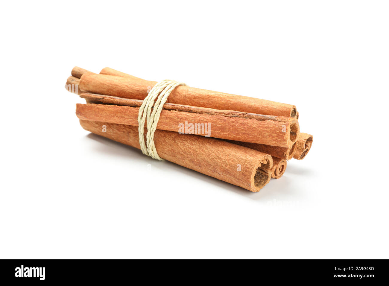 Tied cinnamon sticks isolated on white background. Sweet spice Stock ...