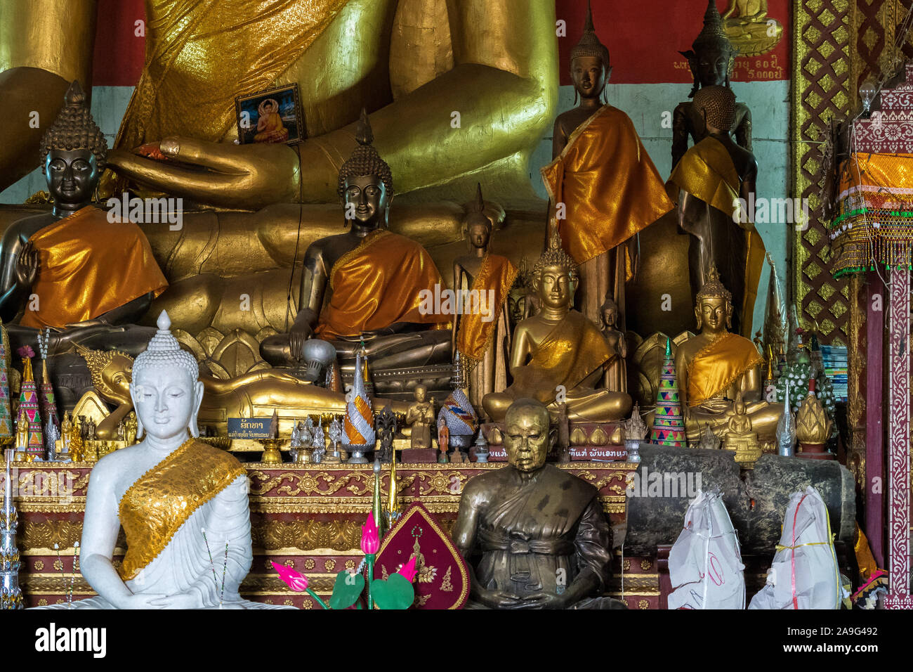 Wat Manorom - an ancient Buddhist temple in Luang Prabang Laos Stock ...