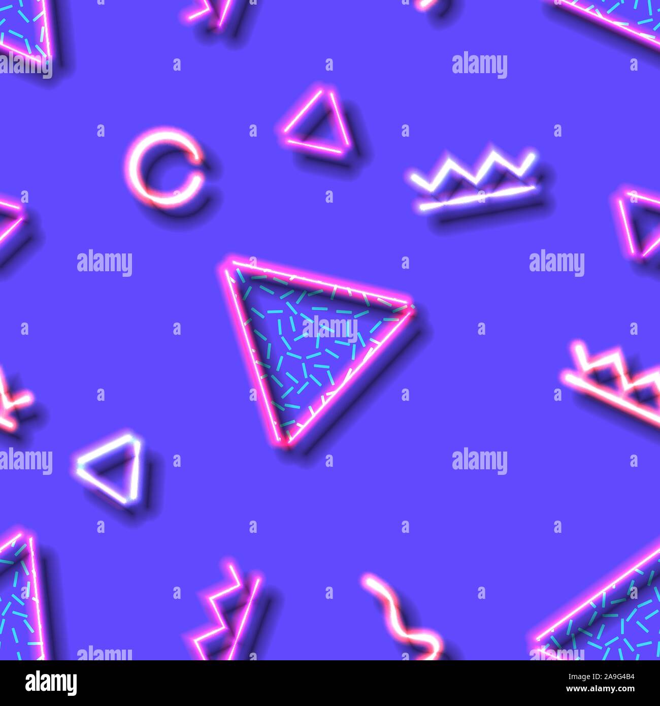 Neon seamless pattern with and 80s abstract arcade style Stock Vector ...