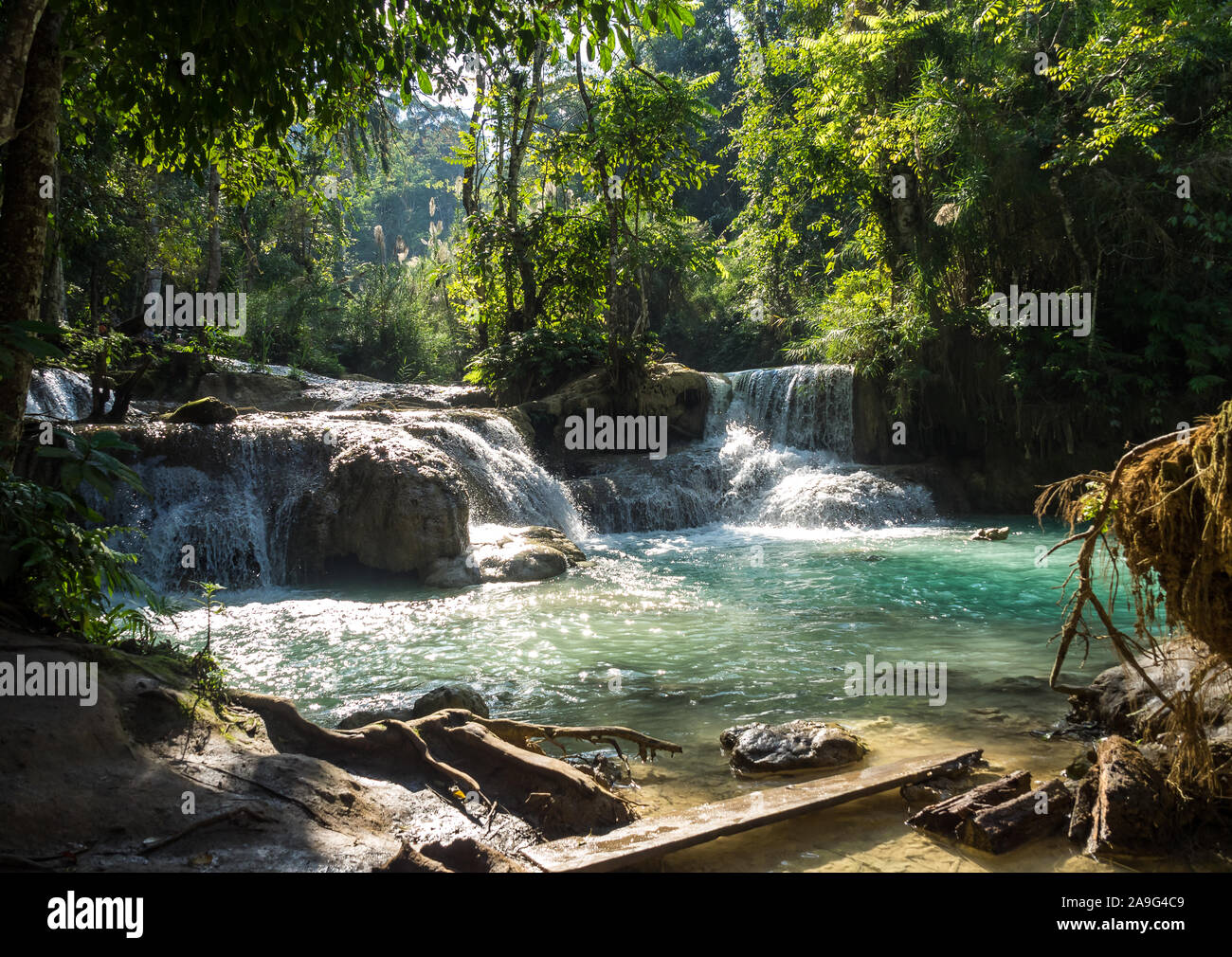 Tat Kuang Si waterfalls near Luang Prabang, Laos Stock Photo - Alamy