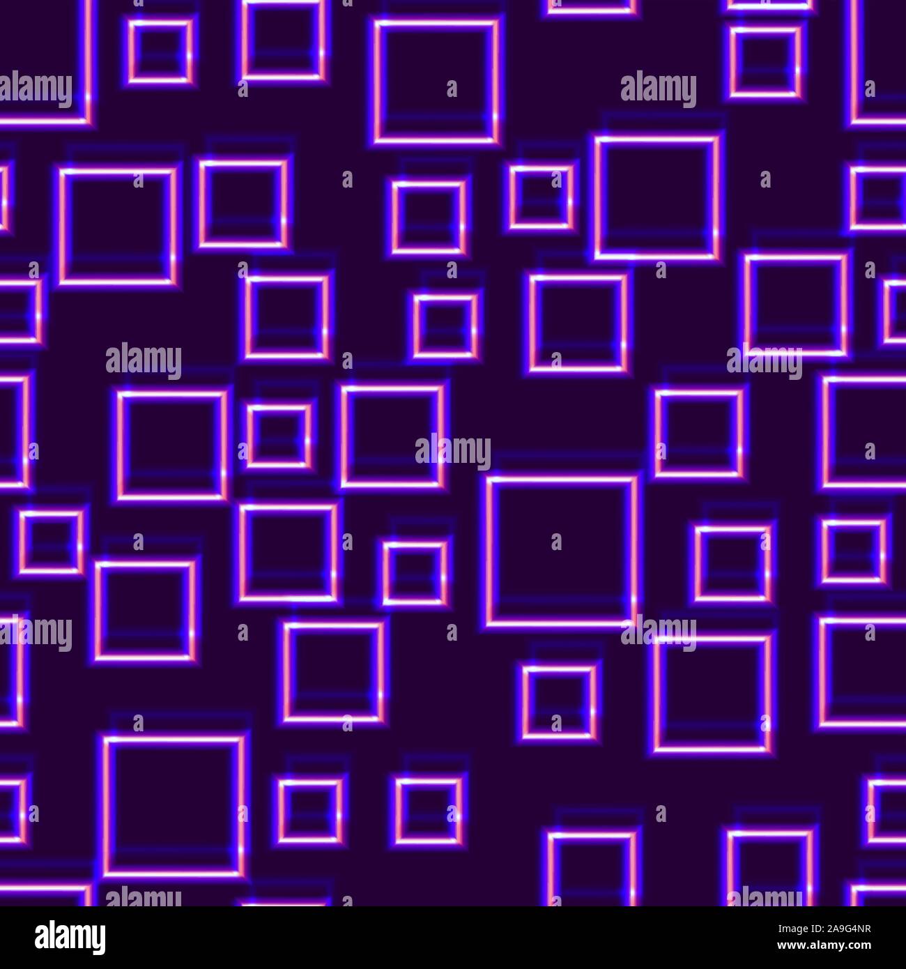 Neon seamless pattern with 80s style shapes and glowing purple Stock ...