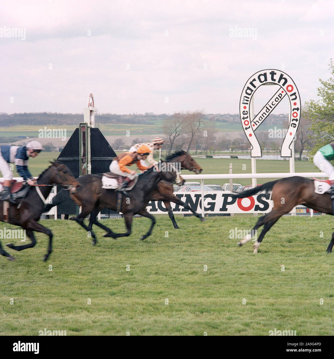 1989, Horse race meeting at Pontefract race track, West Yorkshire ...