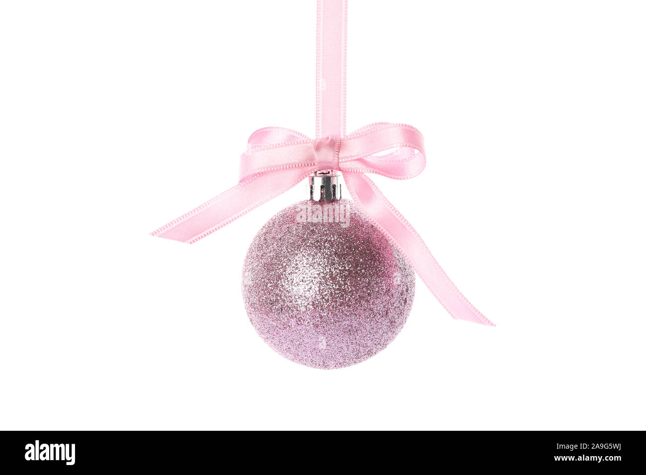 Pink glittering Christmas bauble isolated on white background Stock ...