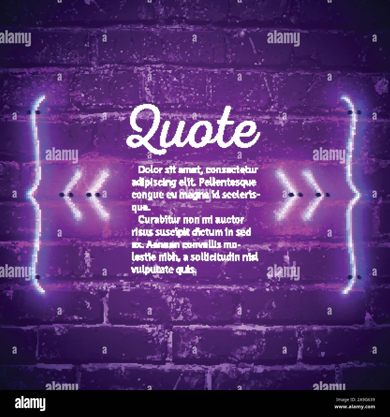 Retro neon glowing quote marks frame on the wall Stock Vector Image ...