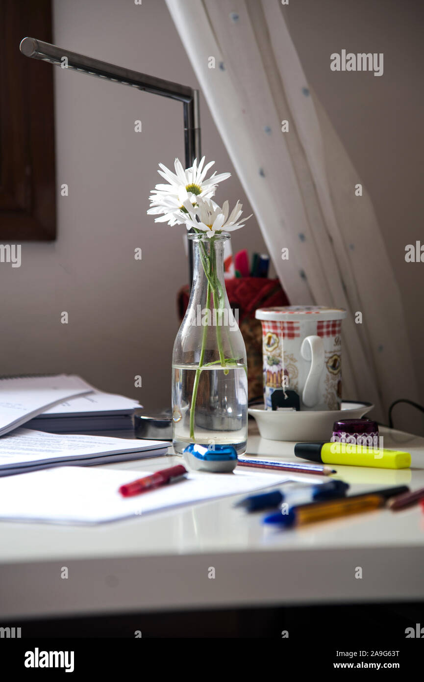 simple and romantic study table in a clear environment Stock Photo - Alamy