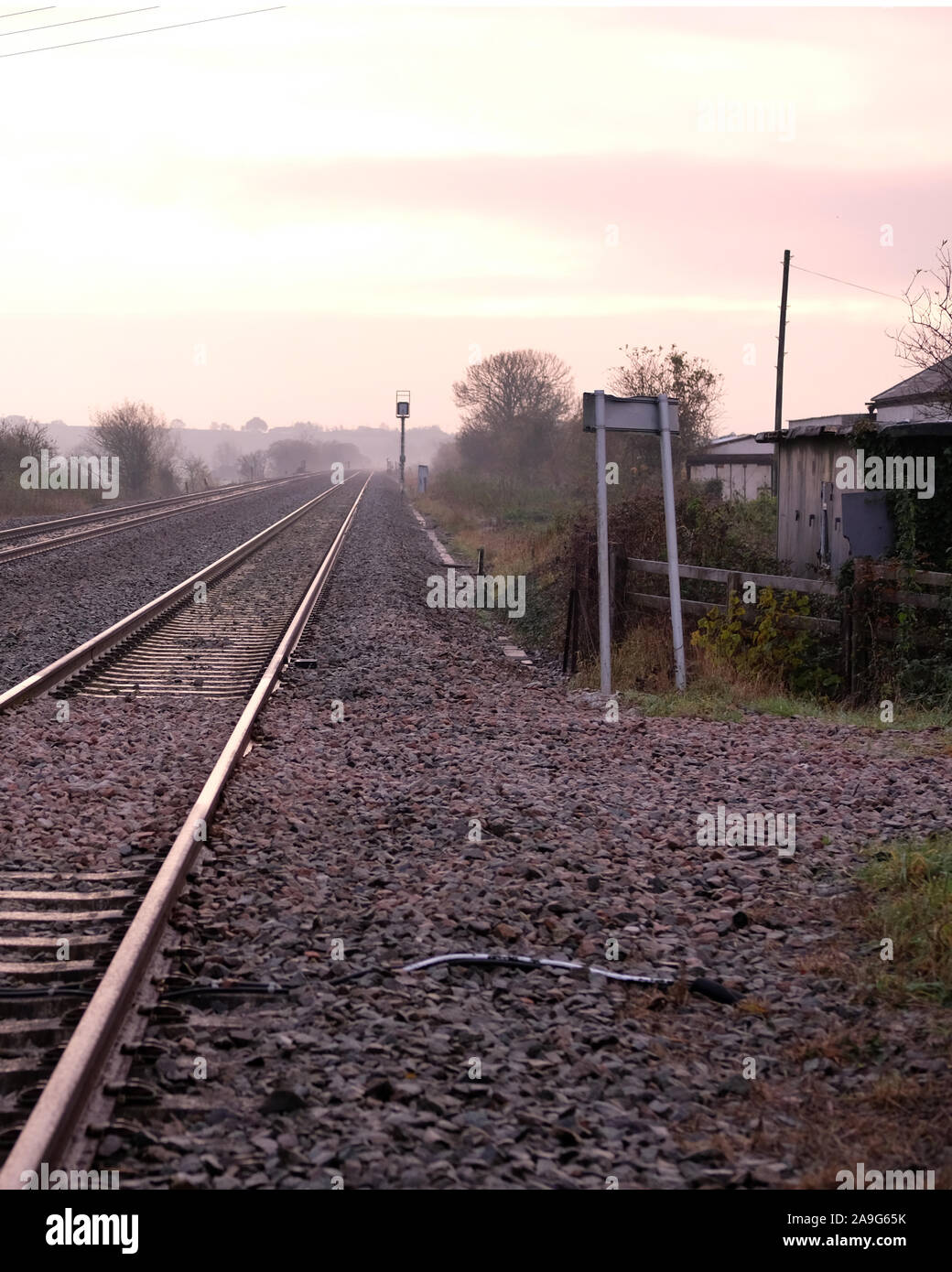 November 2019 - Railway track line running in to the distance, near ...