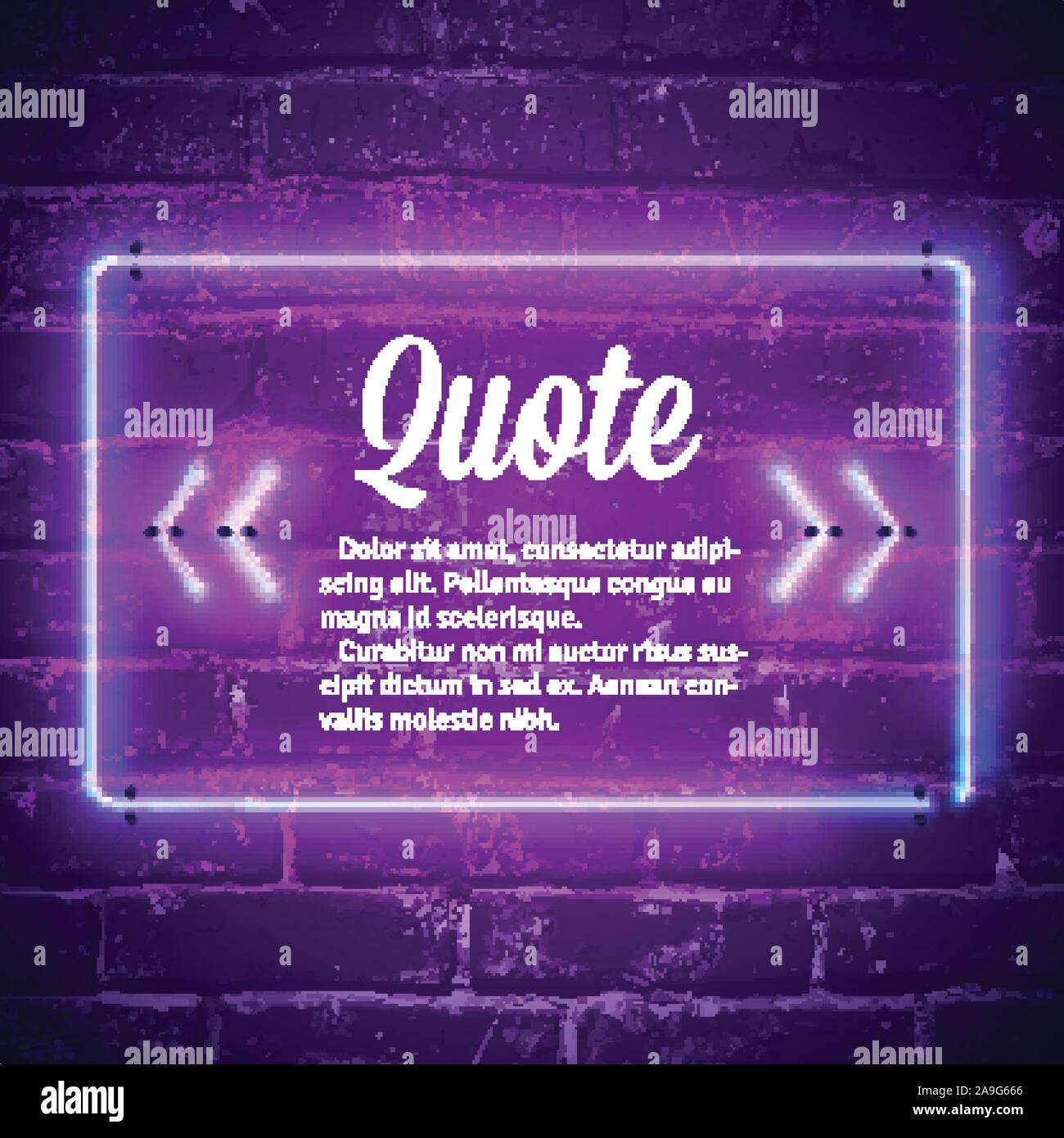 Retro neon glowing quote marks frame on the wall Stock Vector Image ...