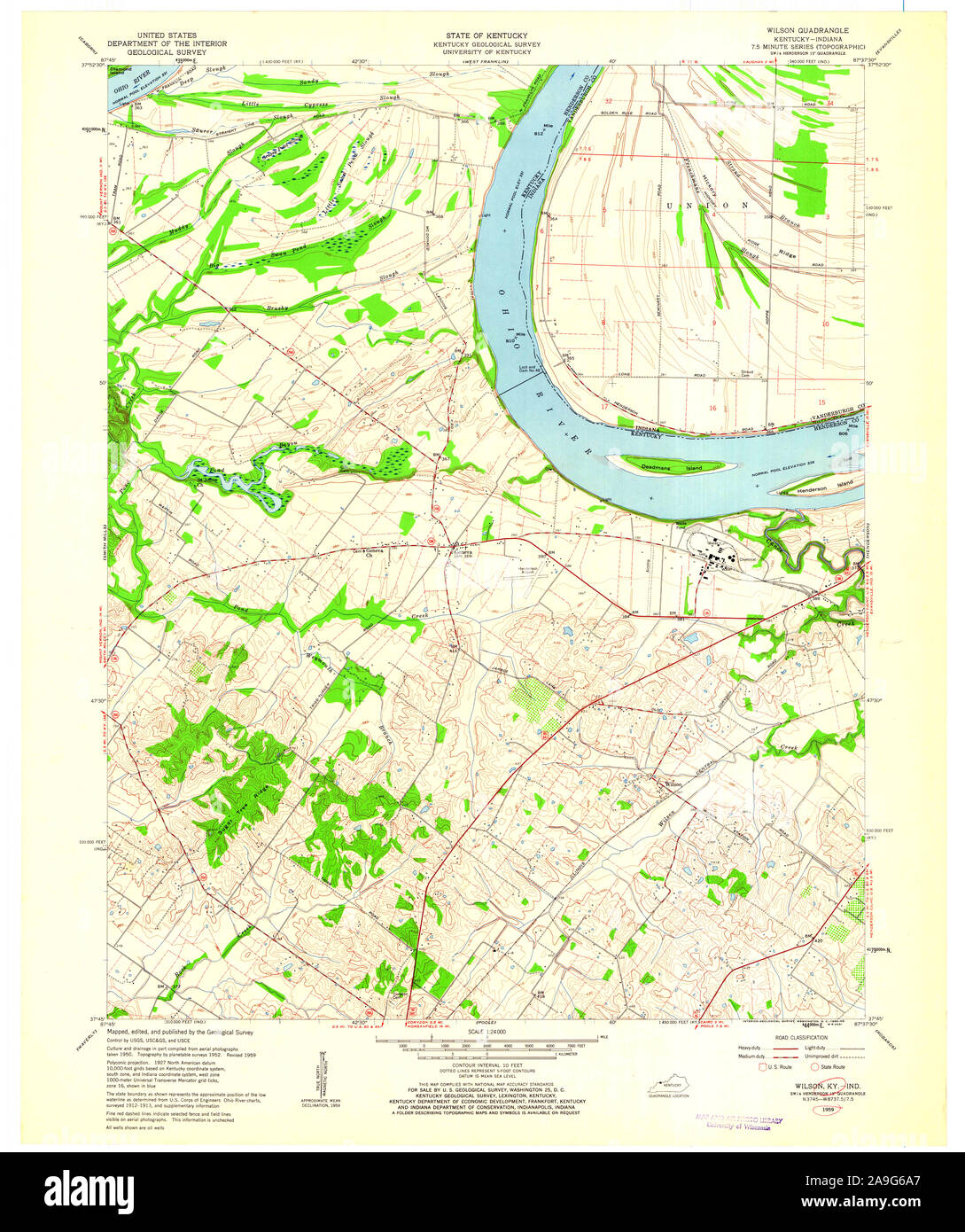 USGS TOPO Map Kentucky KY Wilson 710033 1959 24000 Stock Photo - Alamy