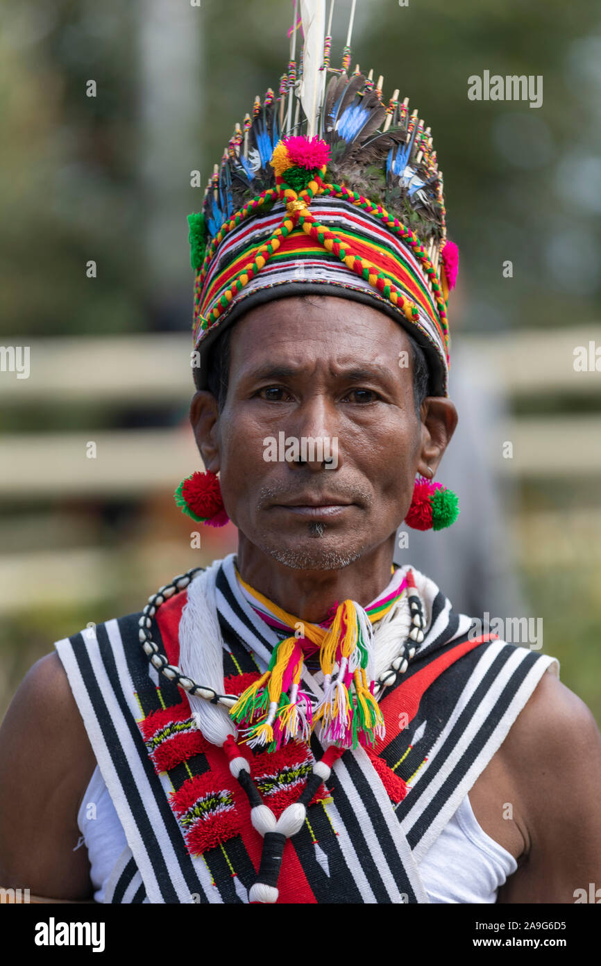 Portrait of a Naga Man in traditional Attire during Hornbill Festival ...