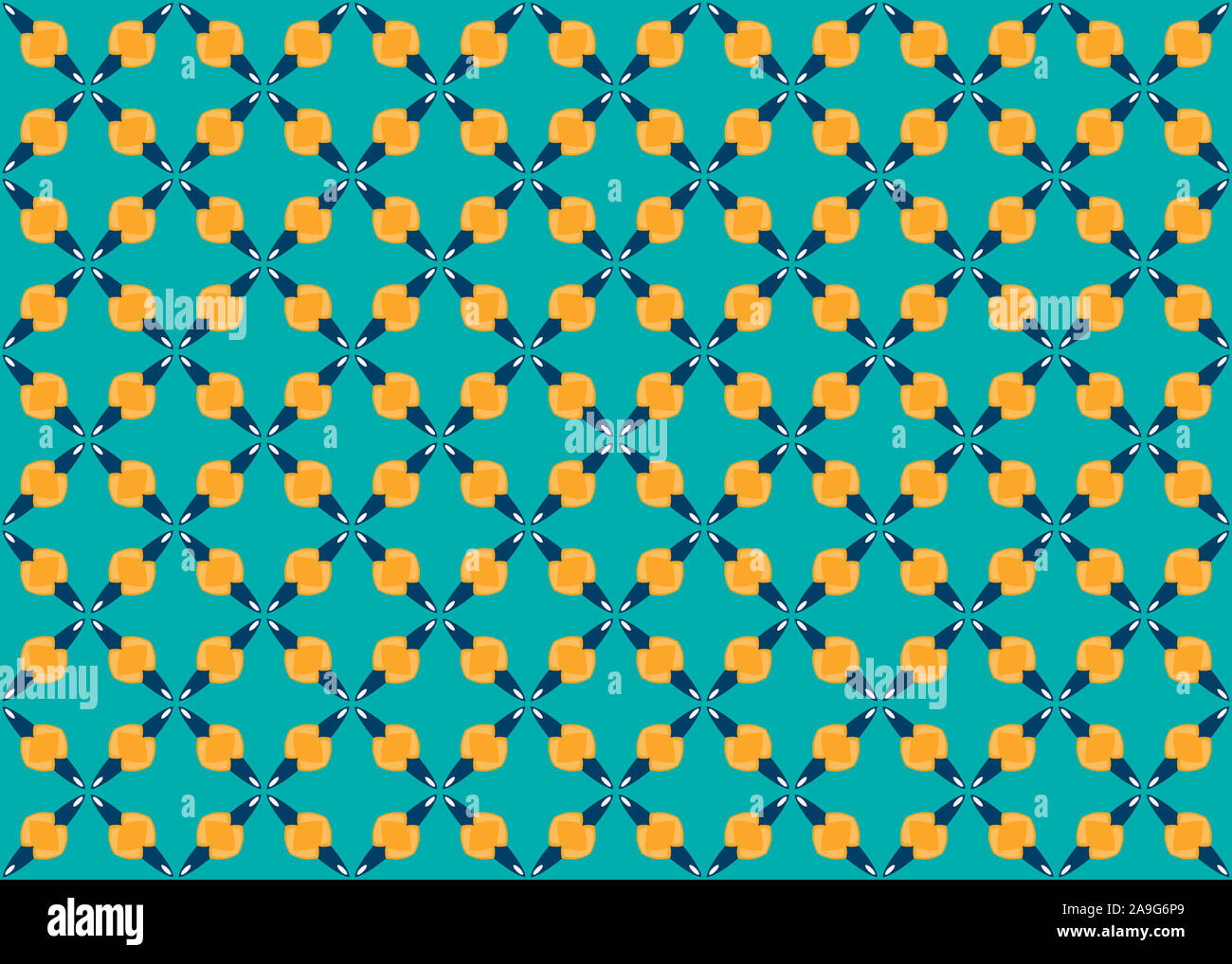 Seamless geometric pattern design illustration. In blue, yellow and ...