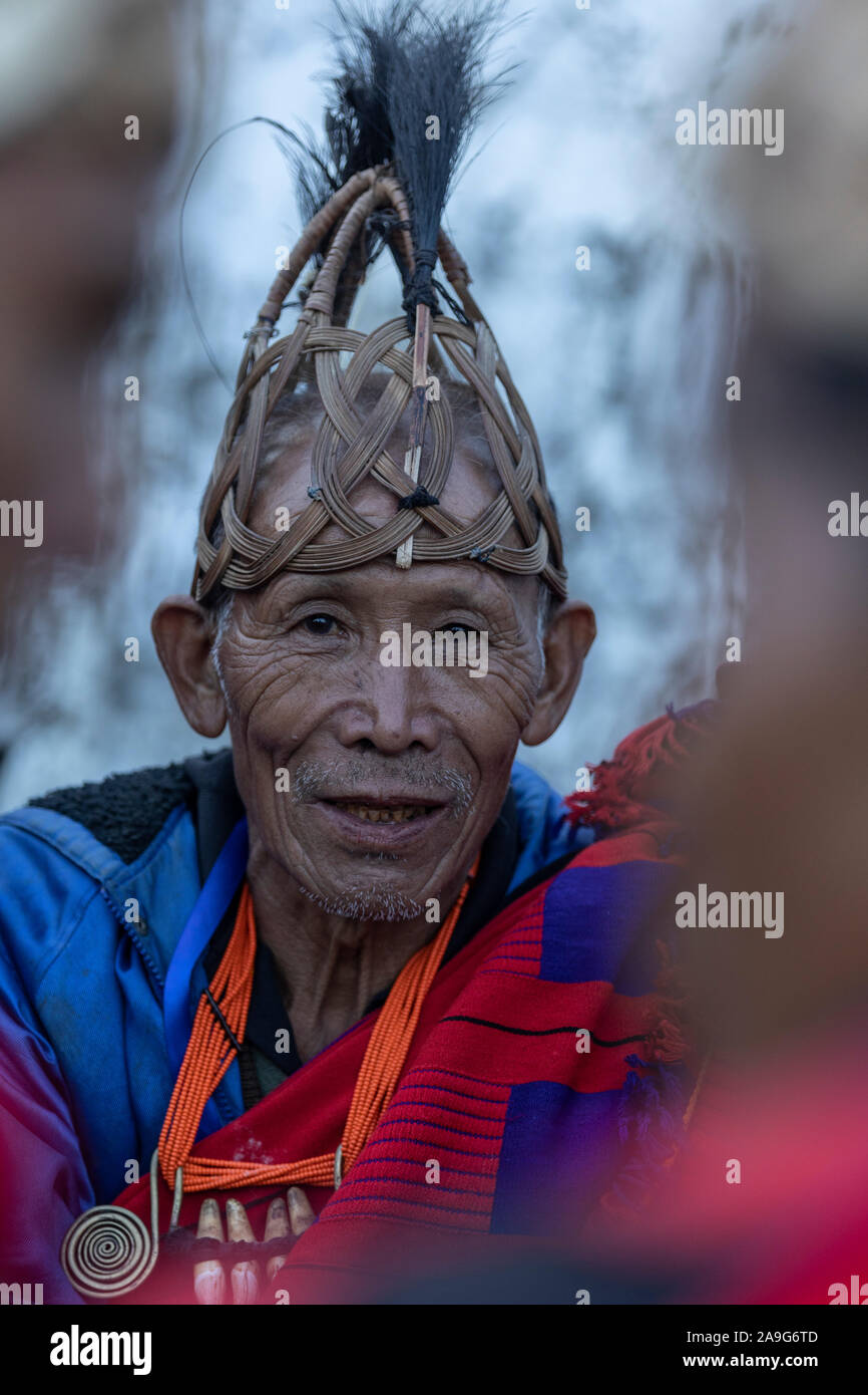 Portrait of a Naga Man in traditional Attire during Hornbill Festival ...