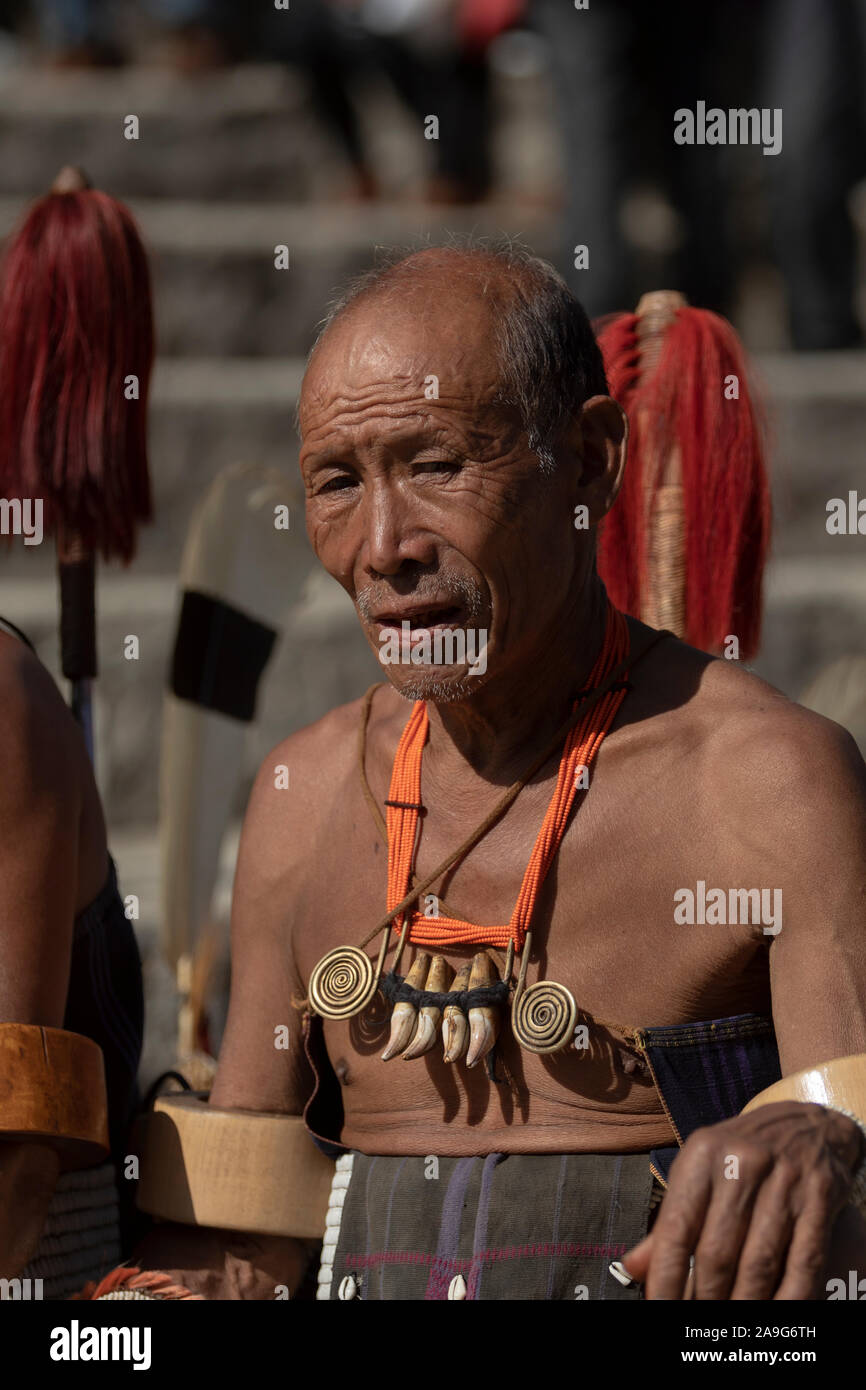 Portrait of a Naga Man in traditional Attire during Hornbill Festival ...