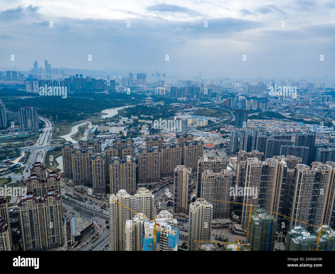 Aerial photos of high-rise buildings in the bustling streets of Asian cities Stock Photo - Alamy