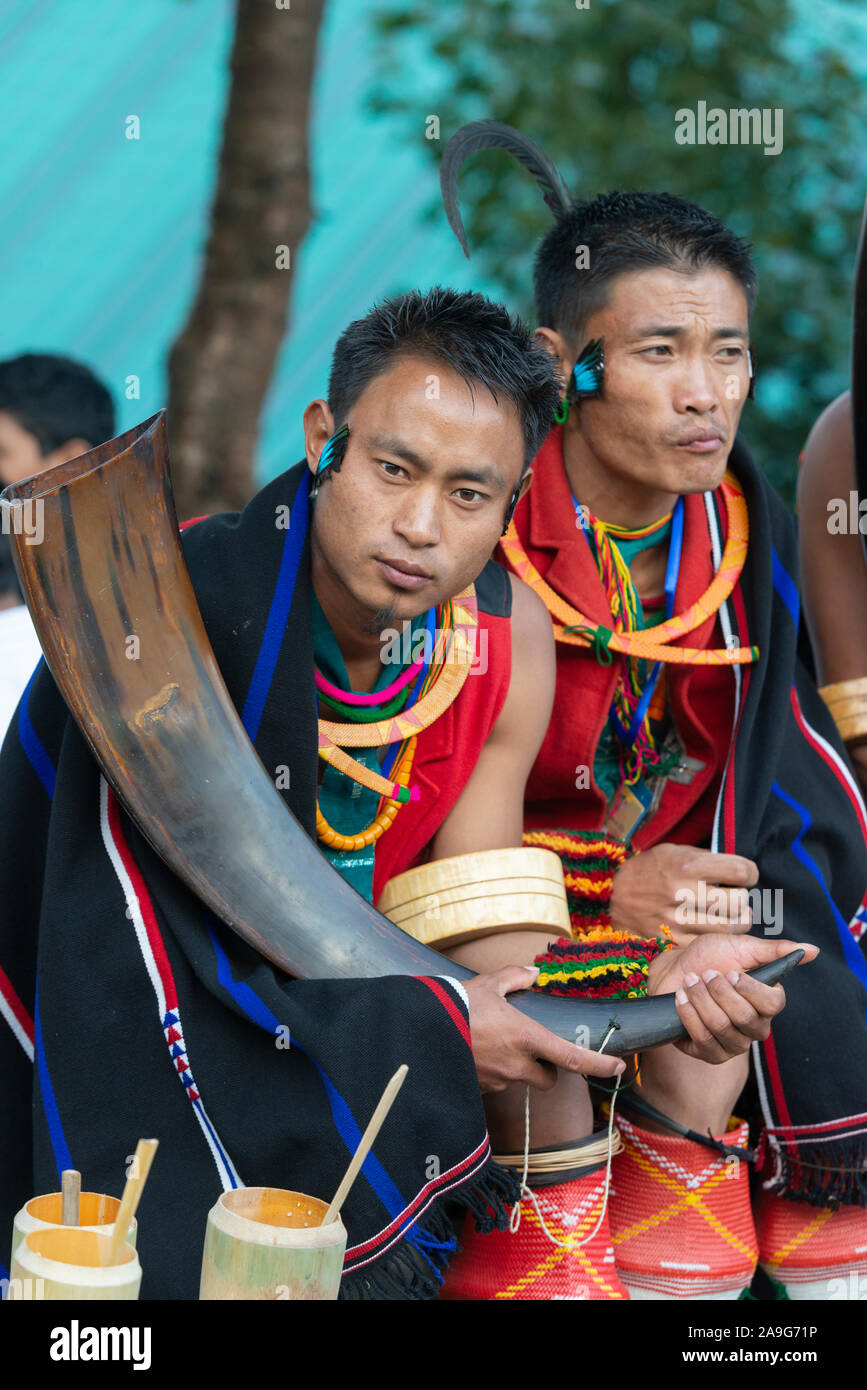 Portrait of a Naga Man in traditional Attire during Hornbill Festival ...