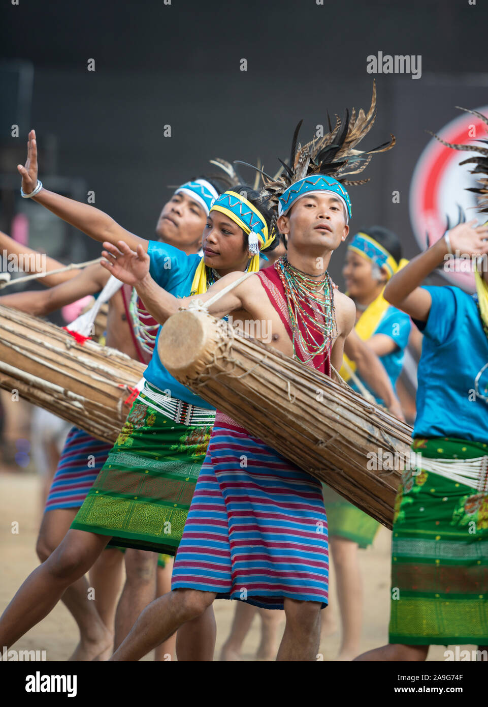 Naga Tribal Men dancing during Hornbill Festival,Kohima,Nagaland,India ...