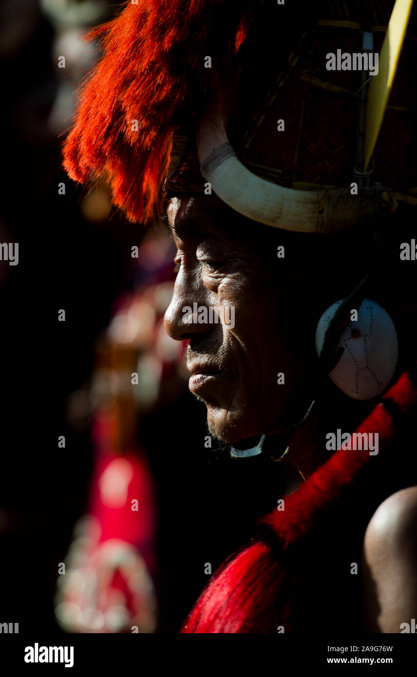 Portrait of a Naga Man in traditional Attire during Hornbill Festival ...
