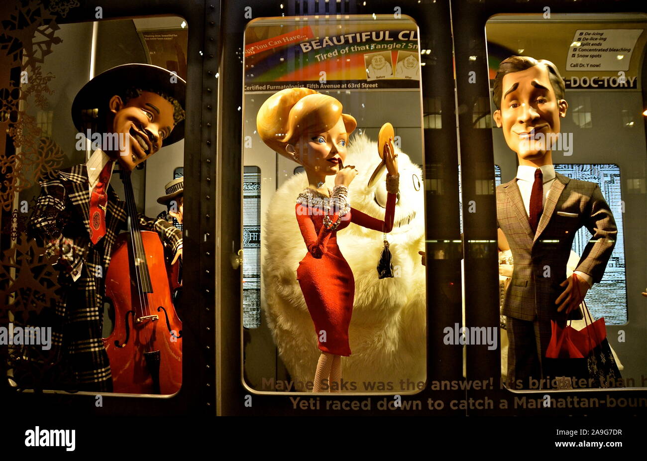 Holiday window display at Saks Fifth Avenue, New York City Stock Photo ...