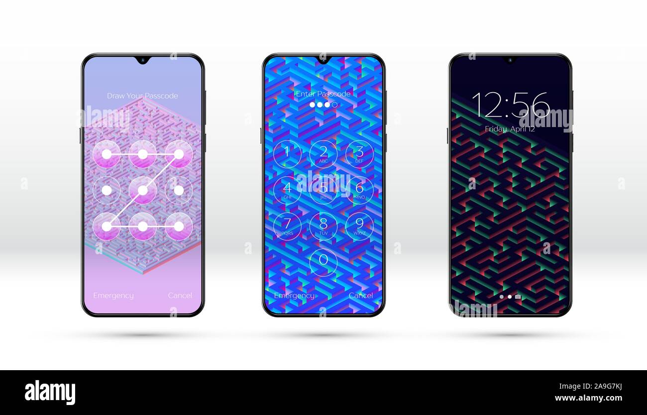Smartphone lock screen background with abstract maze or labyrinth ...