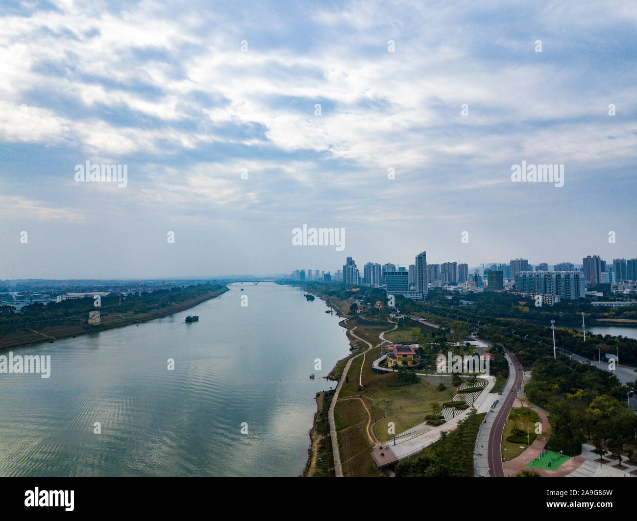 Aerial photos of urban rivers and riverside buildings Stock Photo - Alamy