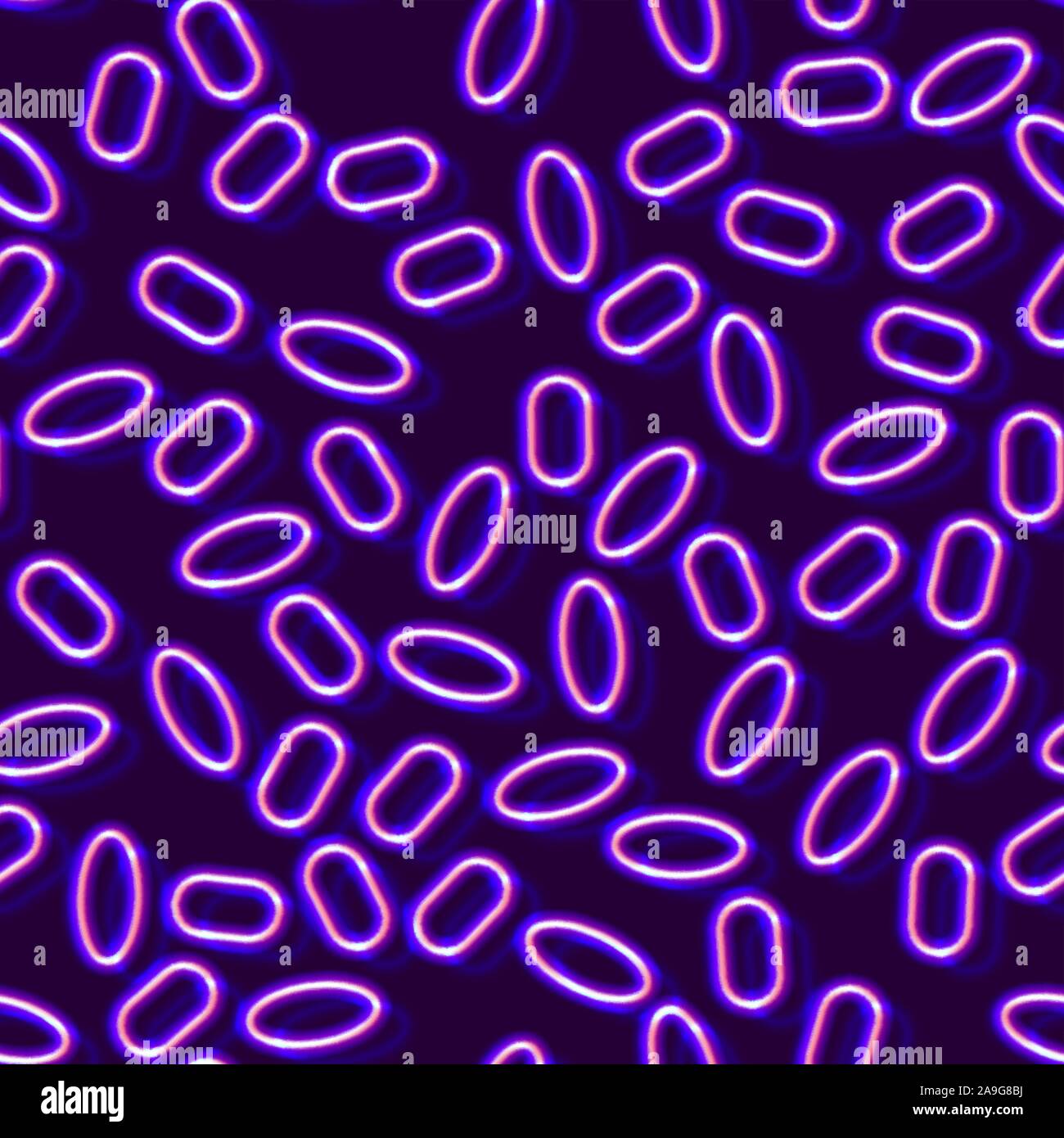 Neon seamless pattern with 80s style shapes and glowing purple Stock ...