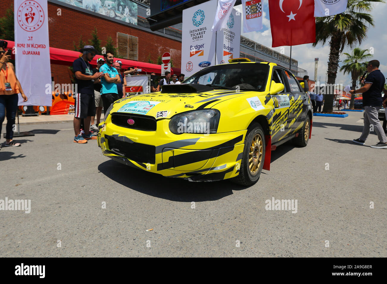 ISTANBUL, TURKEY - JULY 06, 2019: Gurol Baranli with Subaru Imprezza in ...
