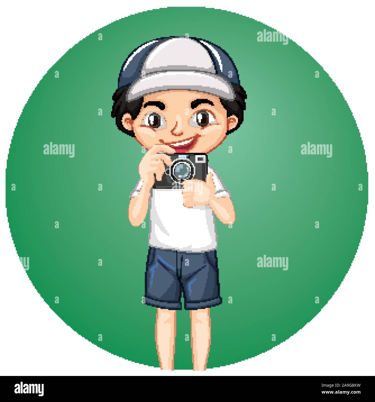 Cute boy on round background illustration Stock Vector Image & Art - Alamy