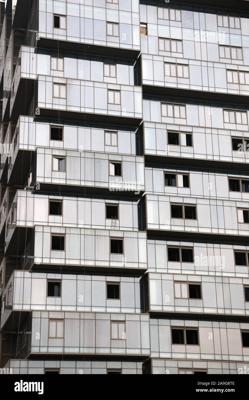 A view of a high-rise office building which looks like a complex ...