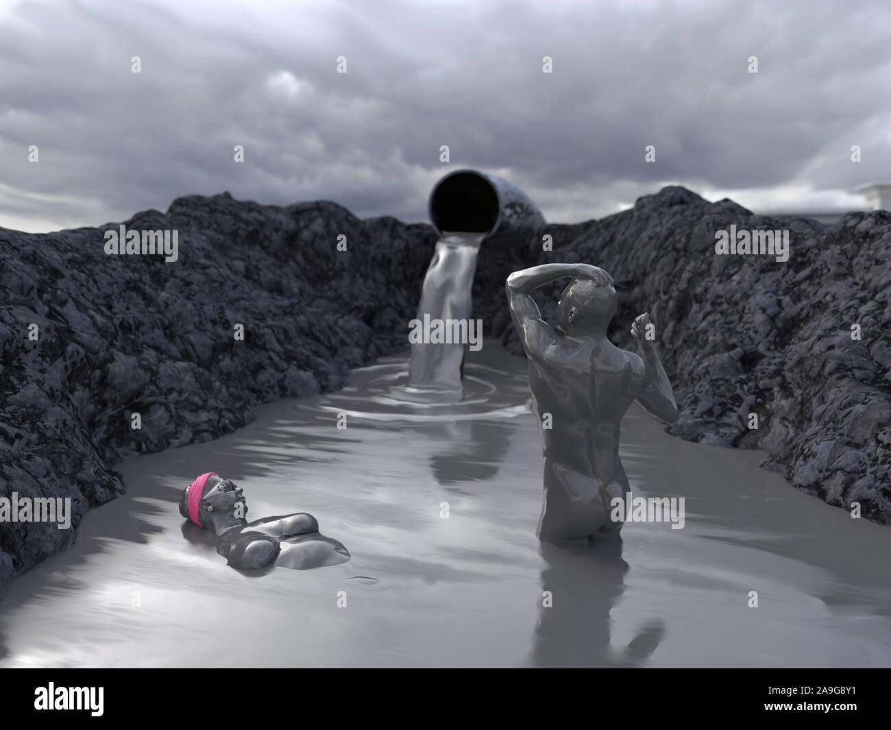 people bathe in the toxic water Stock Photo - Alamy