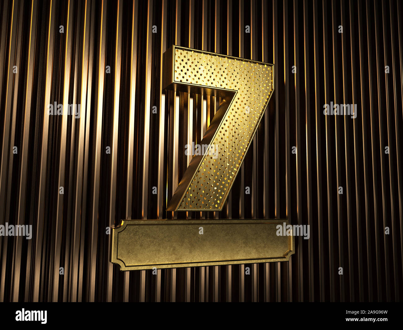 number 7 (number seven) perforated with small holes on the background ...