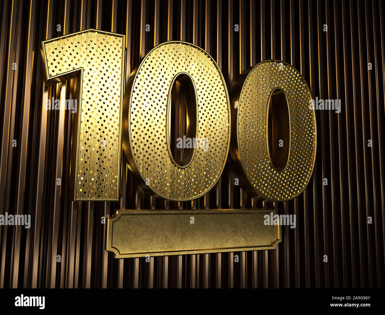 number 100 (number one hundred) perforated with small holes on the ...