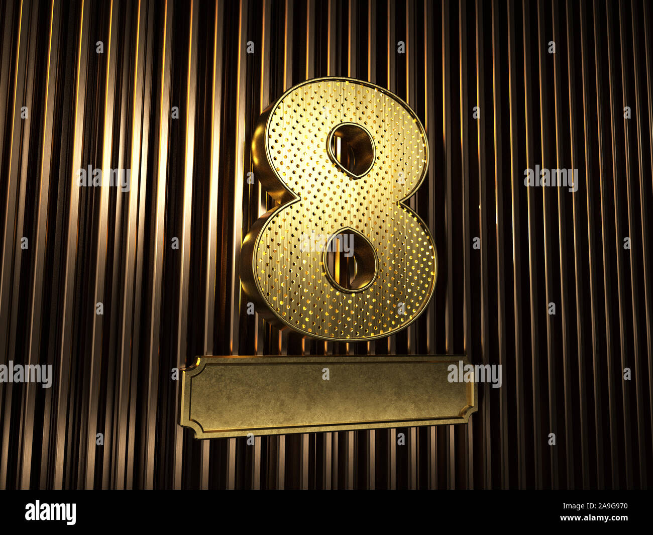 number 8 (number eight) perforated with small holes on the background ...