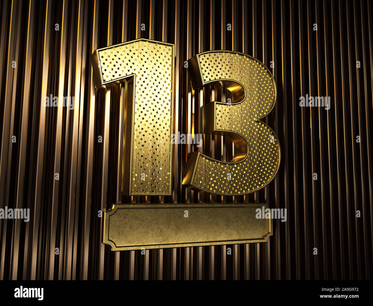 number 13 (number thirteen) perforated with small holes on the ...