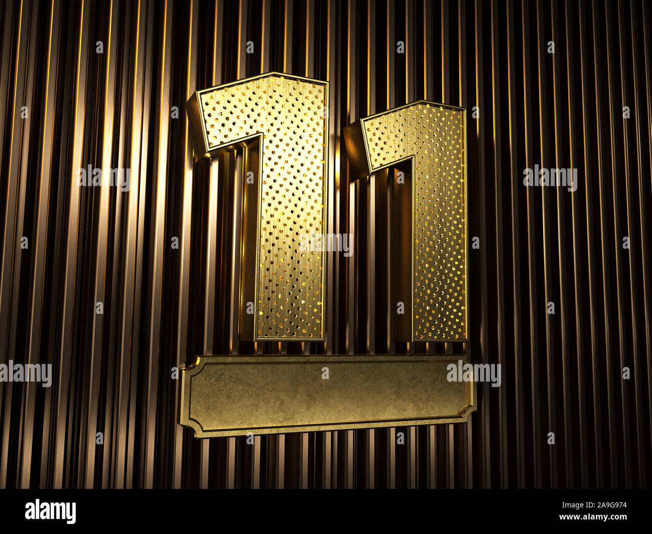 number 11 (number eleven) perforated with small holes on the background ...