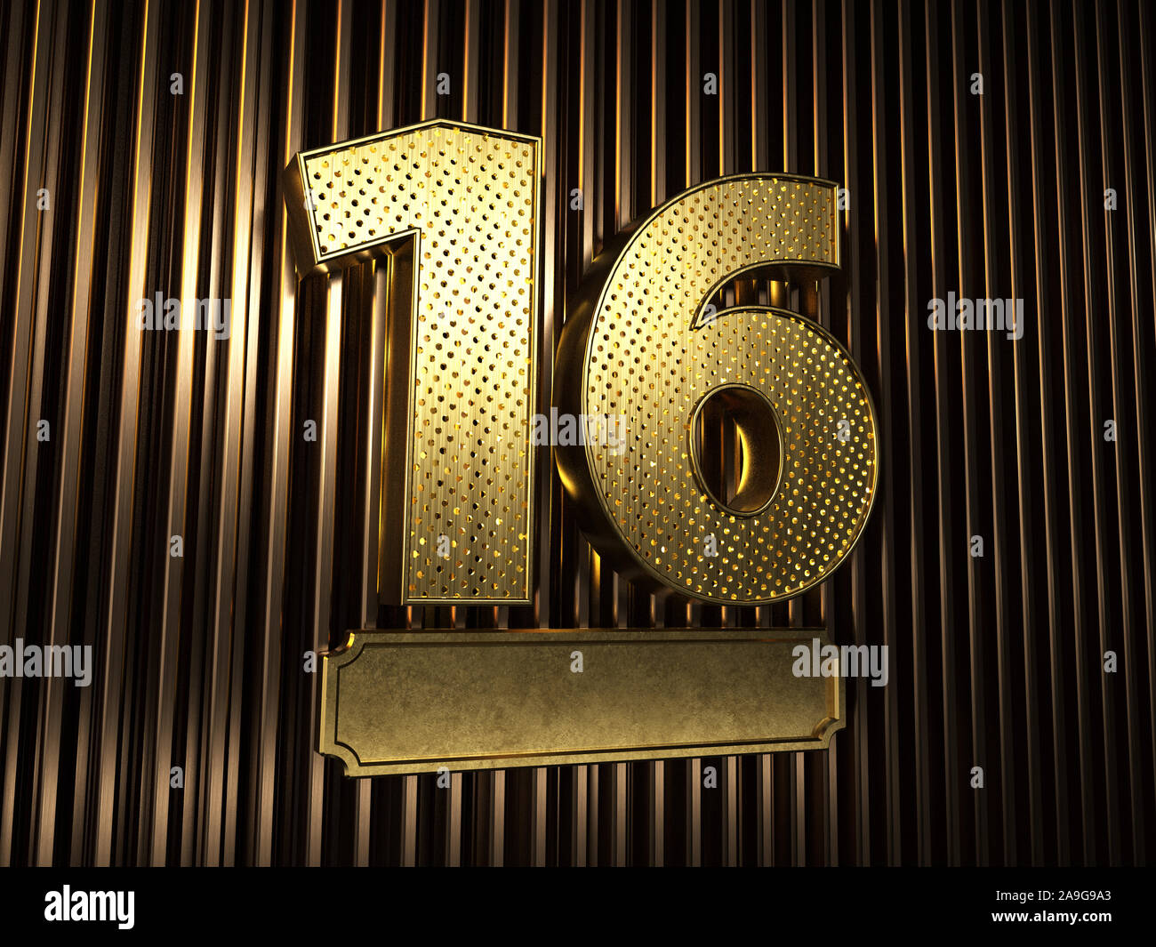 number 16 (number sixteen) perforated with small holes on the ...