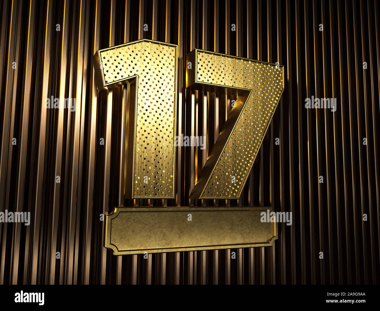 number 17 (number seventeen) perforated with small holes on the ...