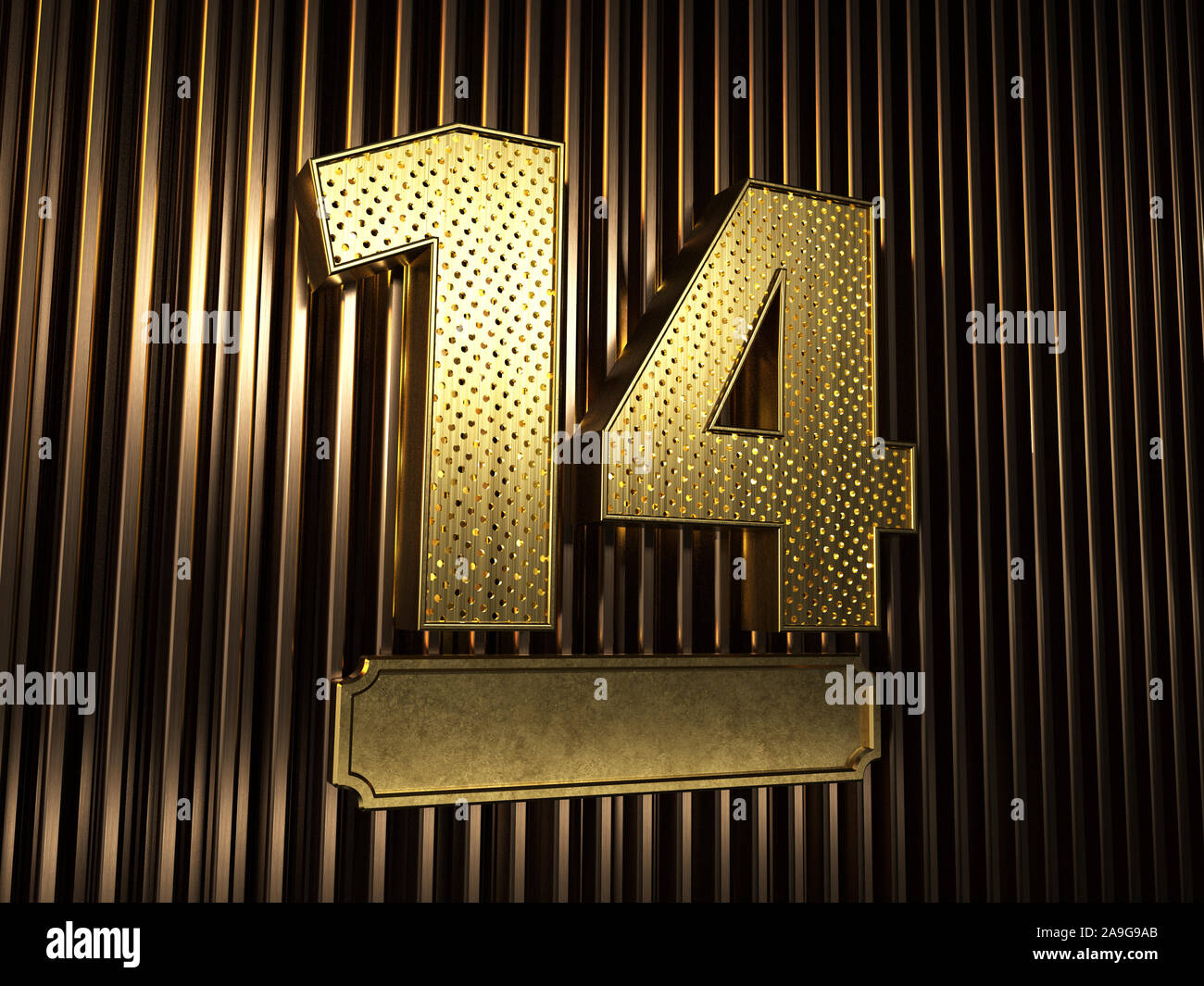 number 14 (number fourteen) perforated with small holes on the ...