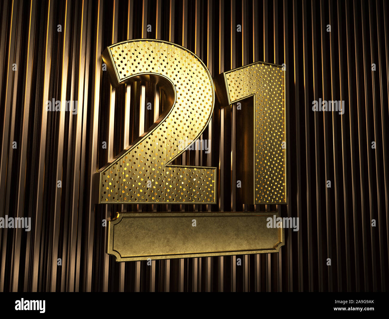 number 21 (number twenty-one) perforated with small holes on the ...